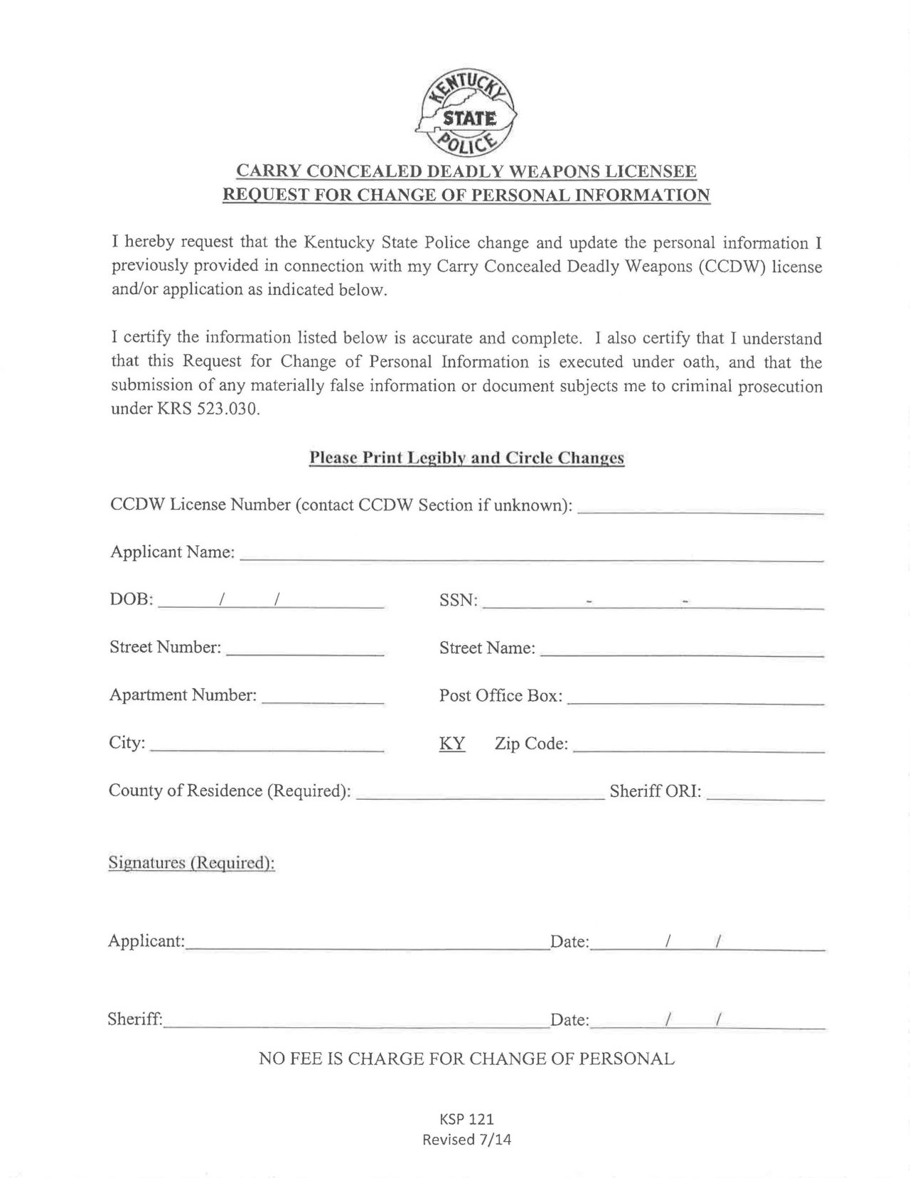 Concealed Carry (CCDW) | Jessamine County - KY